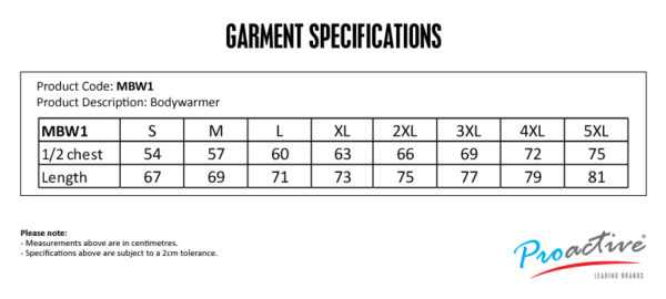 Mens Bodywarmer (MBW1) Water Resistant | Cape Town Clothing